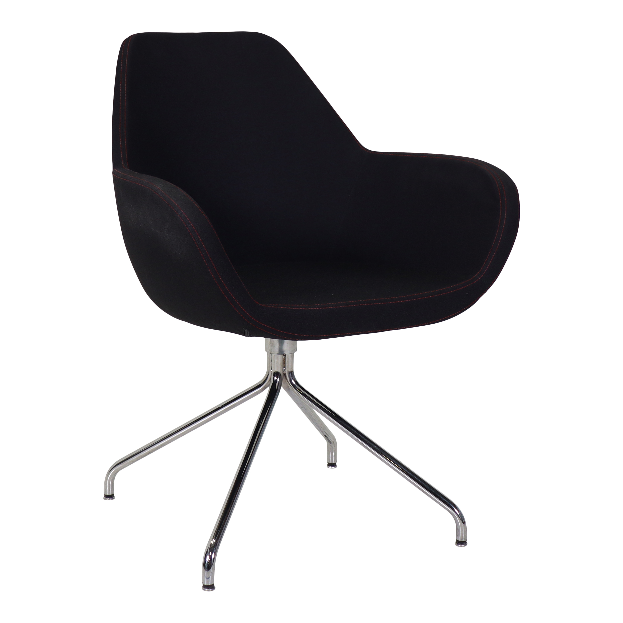 Fåtölj Edsbyn Ziv Svart med Röda Sömmar