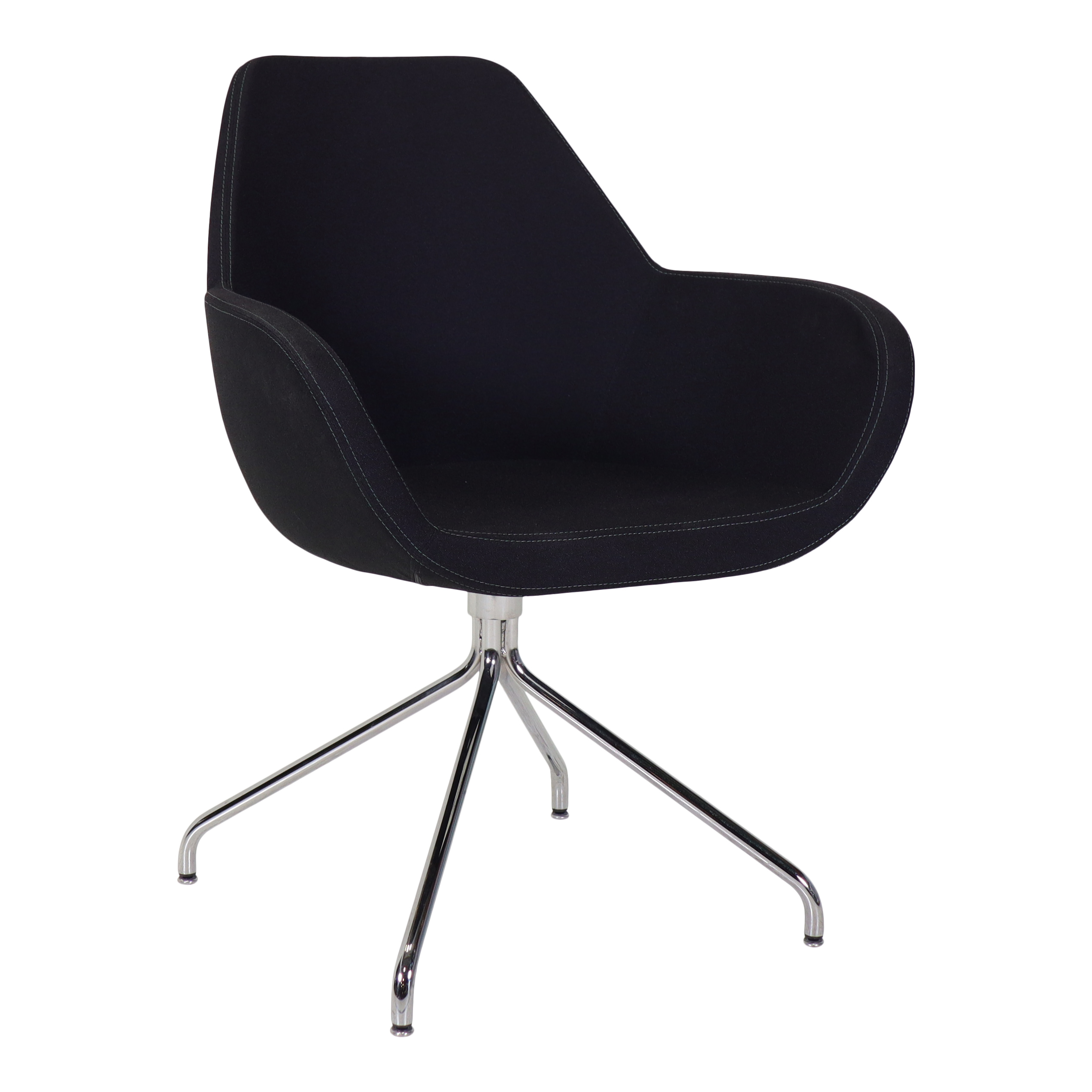 Fåtölj Edsbyn Ziv Svart med Gröna Sömmar